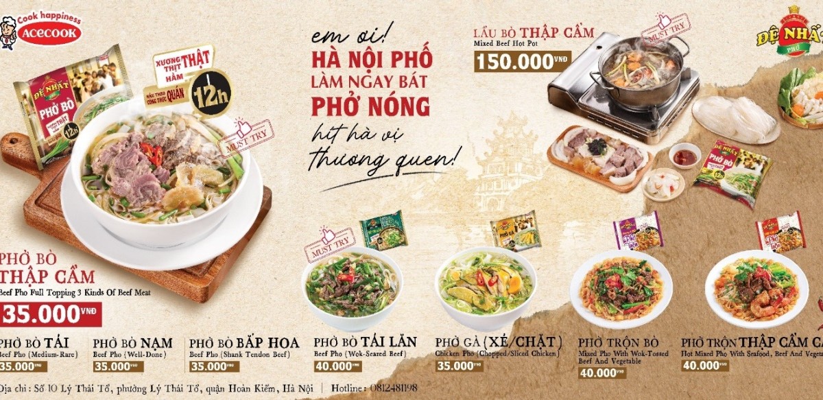 Acecook Việt Nam khai trương quán phở ăn liền Đệ Nhất tại Hà Nội | Báo ...